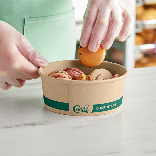 EcoChoice 24 oz. Round Kraft Bio-Lined Compostable Take-Out Container 5 ...