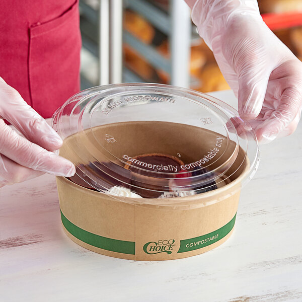 EcoChoice 44-50 oz. Round Compostable PLA Take-Out Lid - 50/Pack
