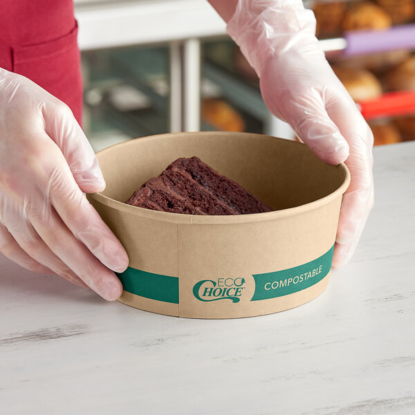 EcoChoice 50 oz. Round Kraft Bio-Lined Compostable Take-Out Container 7 ...