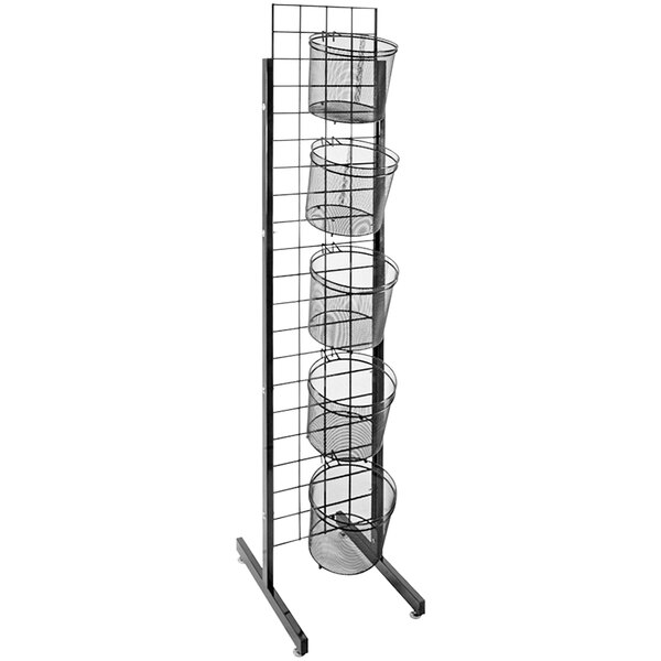 20" x 24" x 72" Wire Grid Display with (5) 9" Round Baskets