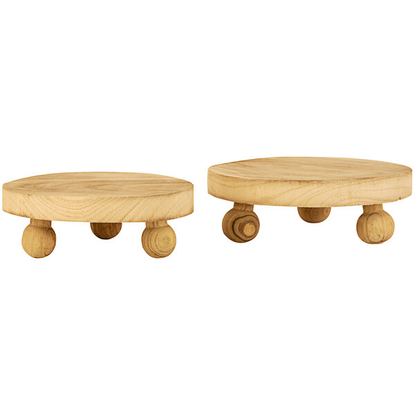 Kalalou 2-Piece Round Wooden Display Stand Set with Feet