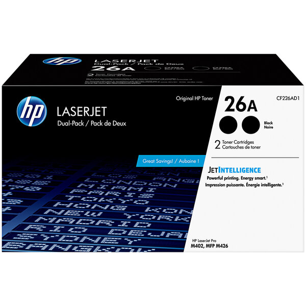 HP CF226AD1 Black Original LaserJet Printer Toner Cartridge - 2/Pack
