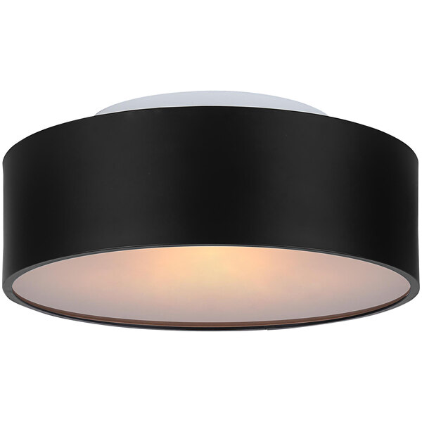 Canarm Dexter Modern Matte Black Semi-Flush Mount Light with Frosted ...