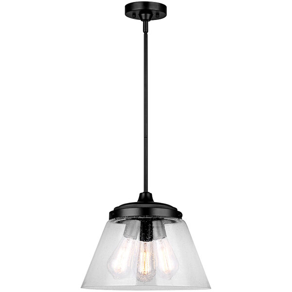 Canarm Declan Matte Black Modern 3-Bulb Pendant Light - 120V, 60W