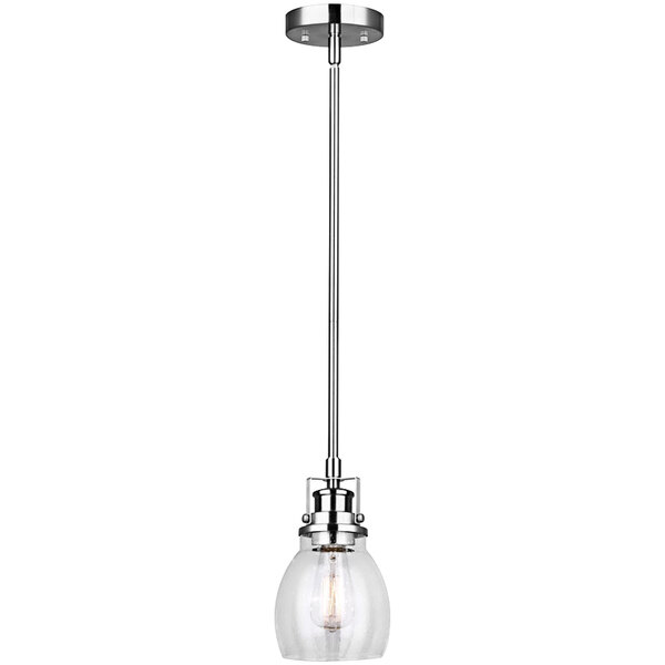 Canarm Carson Brushed Nickel / Seeded Glass Classic Pendant Light ...