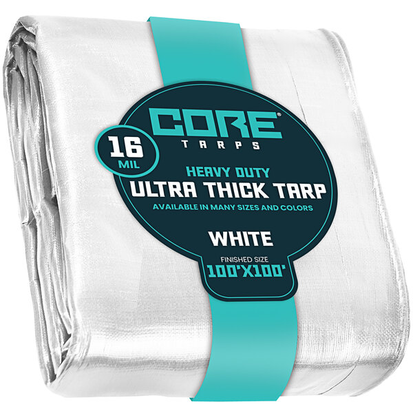 Core Tarps 100' x 100' White Extra Heavy-Duty Weatherproof 16 Mil Poly ...