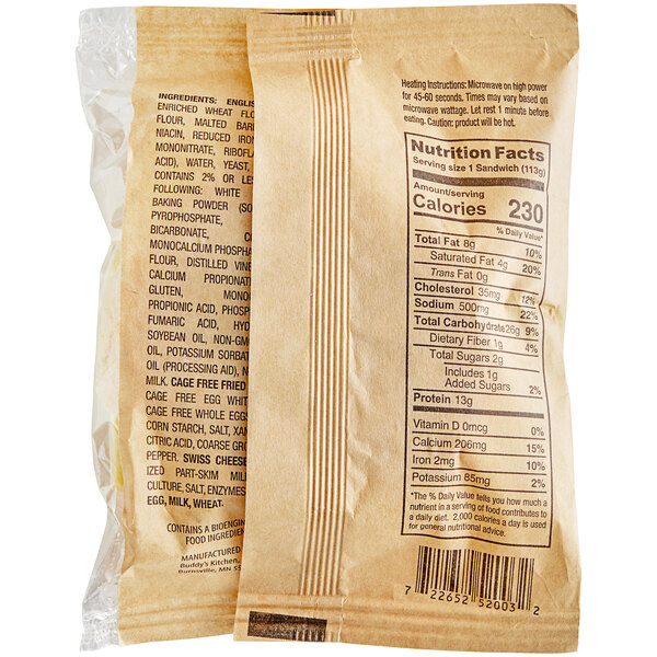 Timber Ridge Farms Egg and Swiss English Muffin Sandwich 4 oz. - 24/Case