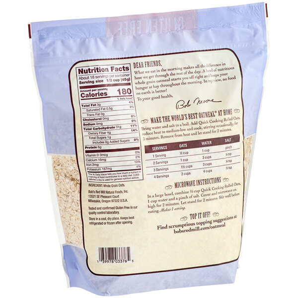 Bob's Red Mill Gluten-Free Quick-Cooking Rolled Oats 28 oz.