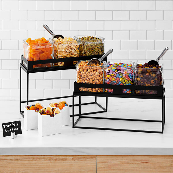 American Metalcraft 15" x 5 1/2" x 6" Black Twilight Metal Rectangular Riser