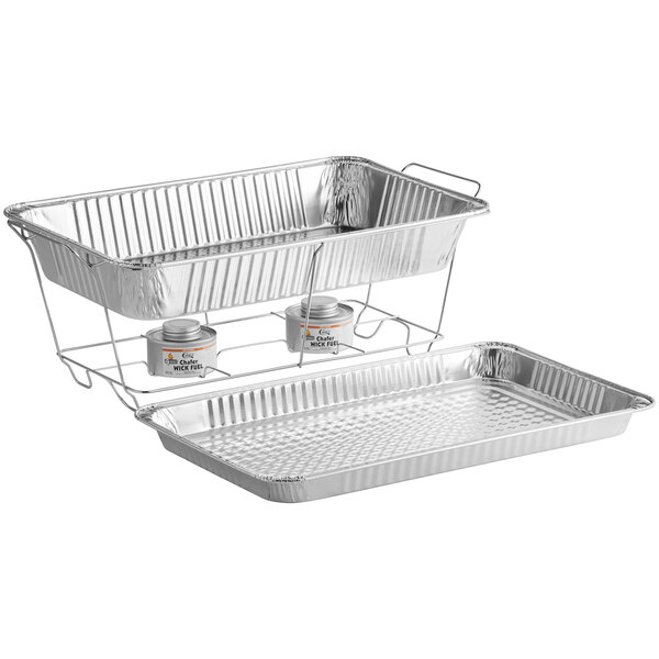 Choice 5 Piece Full Size Disposable Chafer Dish Kit with a Wire Stand ...