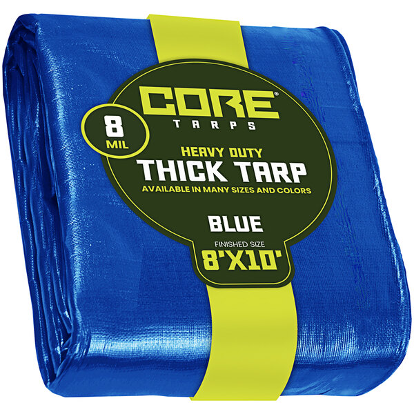 Core Tarps 8' x 10' Blue Heavy-Duty Weatherproof 8 Mil Poly Tarp with ...