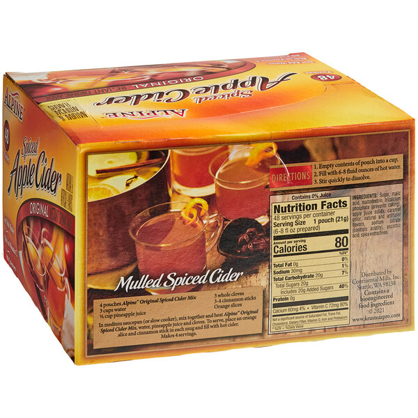 Alpine Spiced Apple Cider Instant Drink Mix 0.74 oz. Portion Pack - 288 ...
