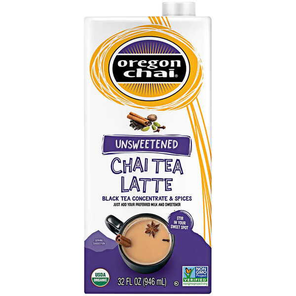 Oregon Chai Organic Unsweetened Chai Tea Latte 1:1 Concentrate 32 fl. oz.