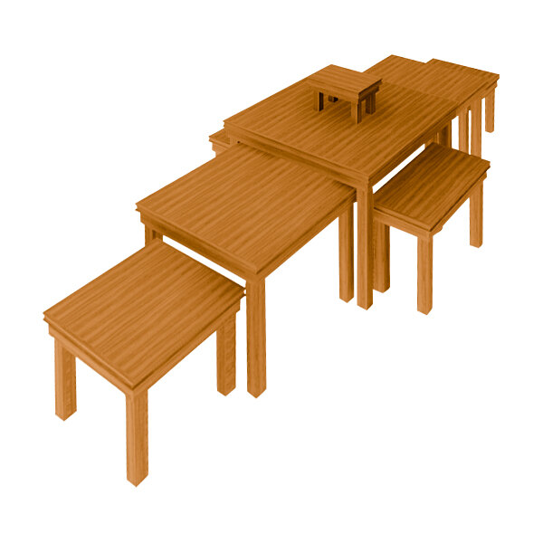 Marco Company 48" x 48" x 35 7/8" Honey Pine 8-Piece Display Table Set