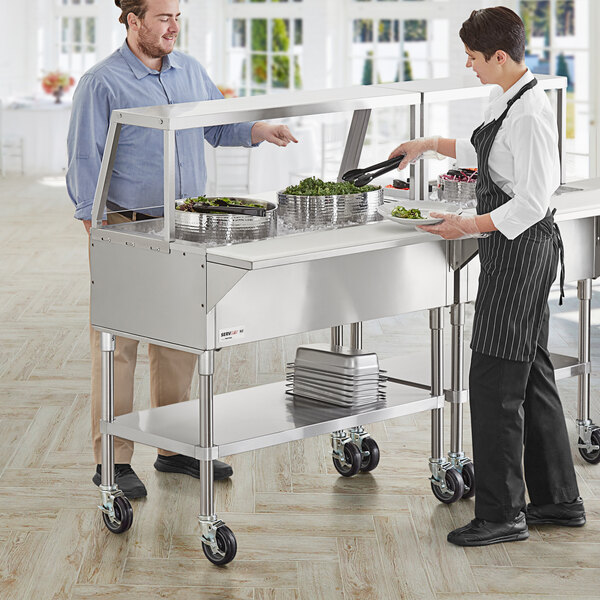 ServIt CFT3KA Stainless Steel 3 Pan Ice-Cooled Food Table with Angled ...