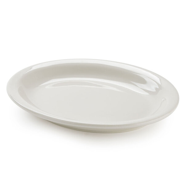 CAC NRC-41 Ivory (American White) Narrow Rim Oval China Platter - 36/Case