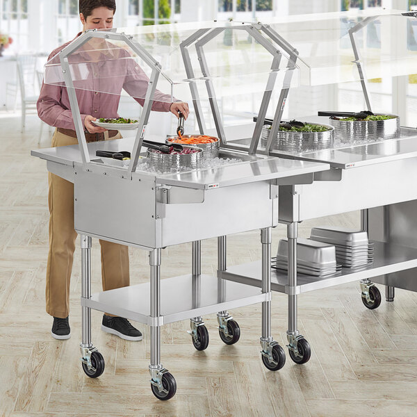 ServIt CFT2KTS Stainless Steel 2 Pan Ice-Cooled Food Table with 2-Sided ...