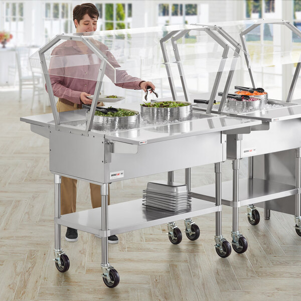 ServIt CFT3KTS Stainless Steel 3 Pan Ice-Cooled Food Table with 2-Sided ...