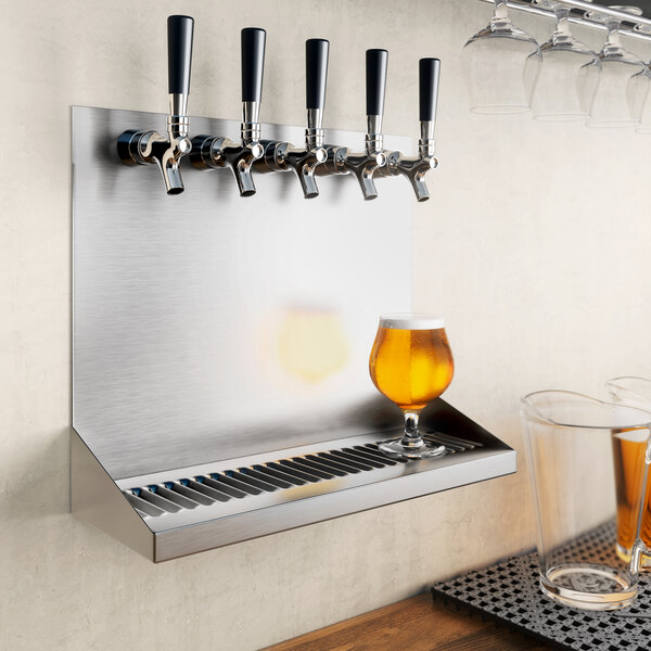 Regency 16" x 6" x 14" Stainless Steel 5 Faucet Wall Mount Beer Drip Tray