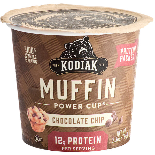 Kodiak Cakes Chocolate Chip Minute Muffin Cup 2.36 oz. - 12/Case