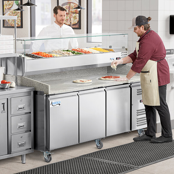 Avantco SS-PPT-G-80 80" 3 Door Stone Top Refrigerated Pizza Prep Table ...