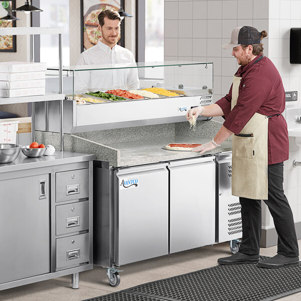 Avantco SS-PPT-G-60 60" 2 Door Stone Top Refrigerated Pizza Prep Table ...