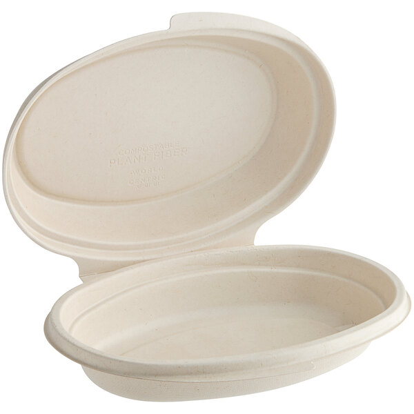 Fiber Burrito Bowl Clamshell To Go Container - 250/Case
