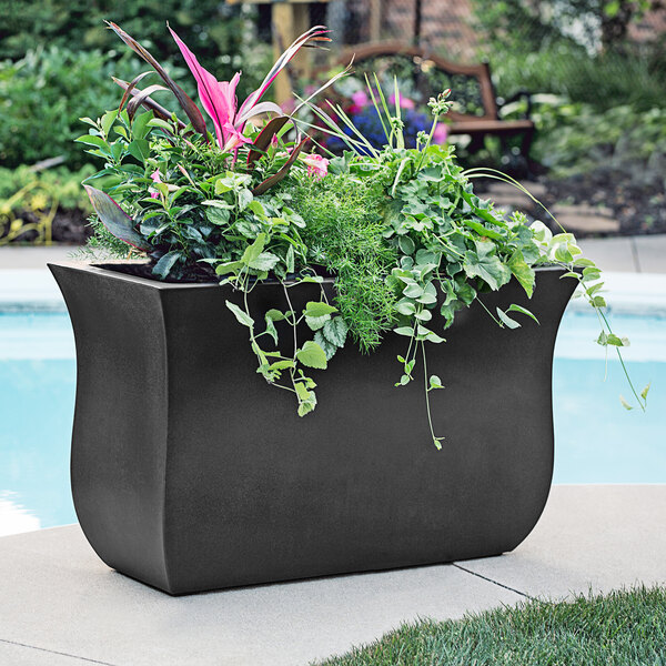 Mayne Valencia 16" x 35" x 22" Black Trough Planter
