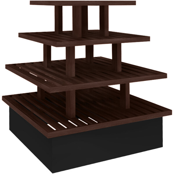 Marco Company 41 1/2" x 41 1/2" x 48" Cocoa Maple Four-Tier Bakery Display