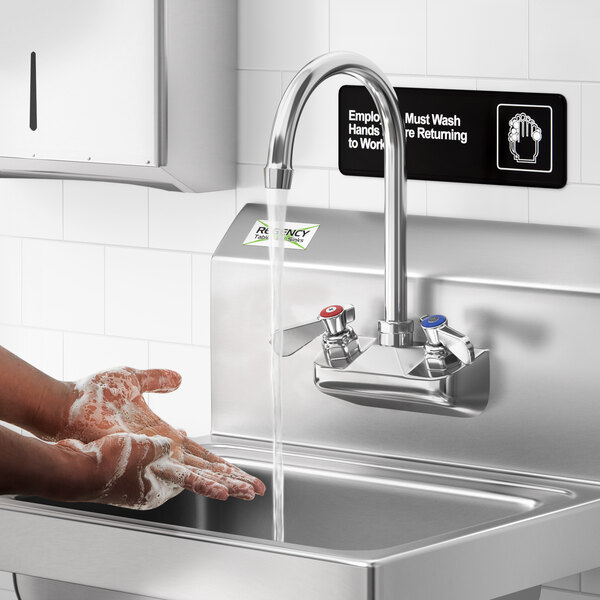 Regency Wall Mount Sink Faucet with 6" Swivel Gooseneck Spout and 4 ...