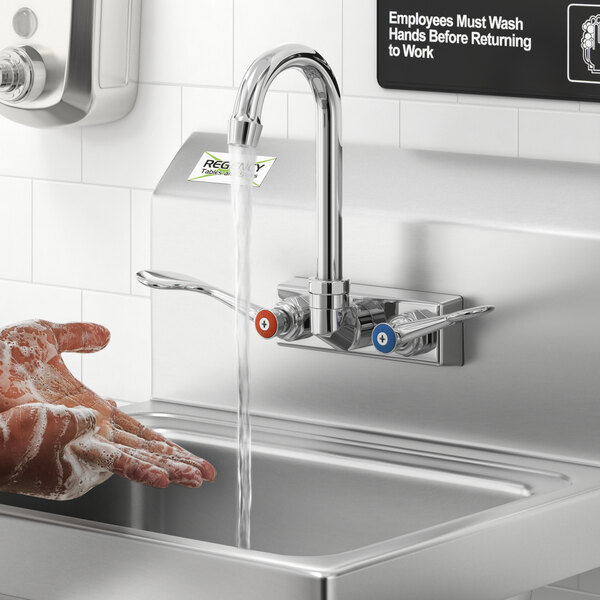 Regency Wall Mount Hand Sink Faucet with 3 1/2" Swivel Gooseneck Spout ...