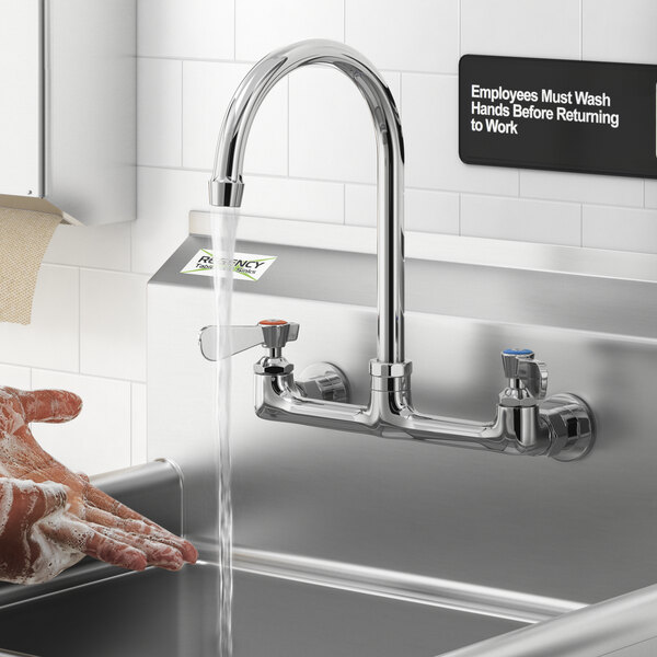 Regency Wall Mount Faucet with 8" Centers and 6" Swivel Gooseneck Spout