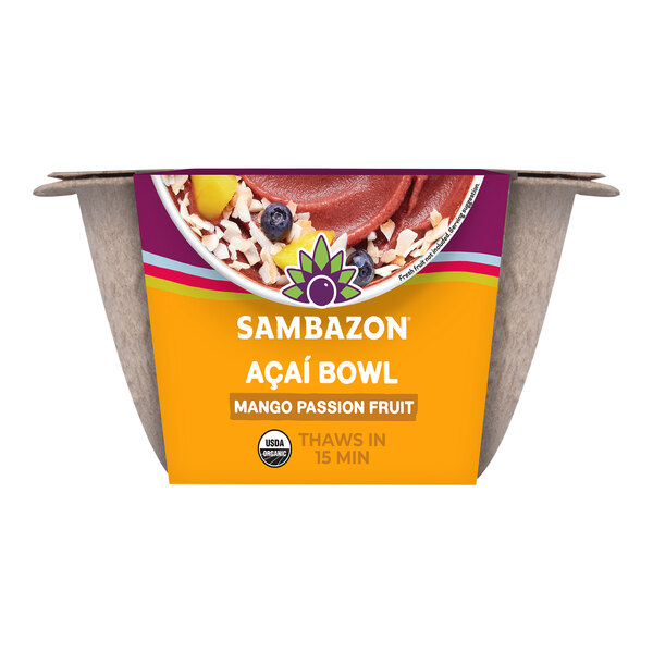 Sambazon Mango Passion Fruit Organic Acai Bowl 5.9 oz. - 8/Case