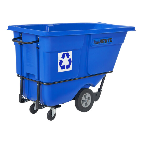 Rubbermaid 2089826 BRUTE Blue 1 Cubic Yard Recycling Tilt Truck / Trash ...