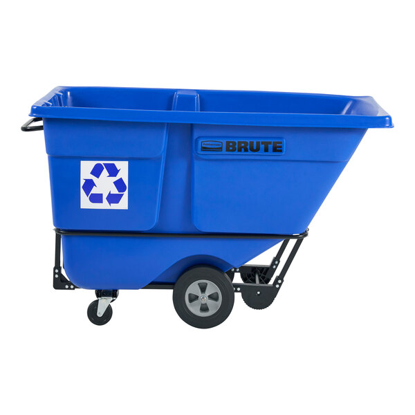 Rubbermaid 2089826 BRUTE Blue 1 Cubic Yard Recycling Tilt Truck / Trash ...
