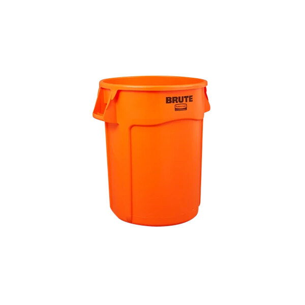 Rubbermaid BRUTE 2119308 32 Gallon Orange Round High Visibility Trash Can