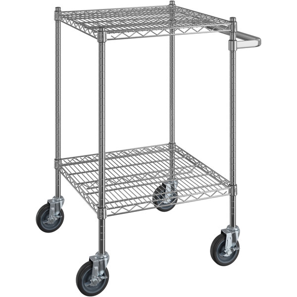 Regency 24" x 24" Two Shelf Chrome Utility Cart with U-Shaped Handle