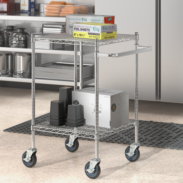 Regency 24" x 24" Two Shelf Chrome Utility Cart with U-Shaped Handle
