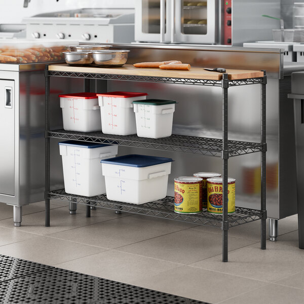 Regency 14" x 48" Black Epoxy 3-Shelf Kit with 34" Posts and Wooden ...