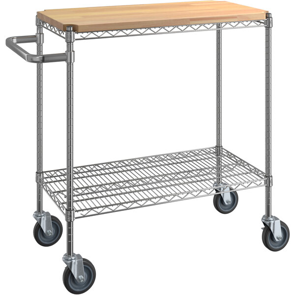 Regency 18" x 36" Two Shelf Chrome Utility Cart with U-Shaped Handle ...