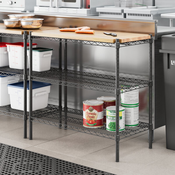 Regency 18" x 36" Black Epoxy 3-Shelf Kit with 34" Posts and Wooden ...