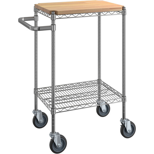 Regency 18" x 24" Two Shelf Chrome Utility Cart with U-Shaped Handle ...