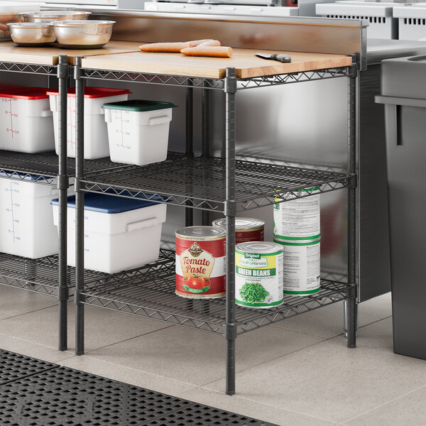 Regency 24" x 24" Black Epoxy 3-Shelf Kit with 34" Posts and Wooden ...