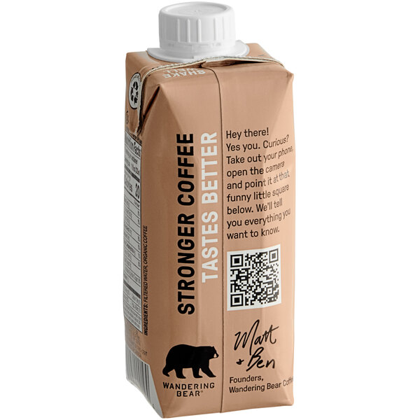 Wandering Bear Organic Straight Black Cold Brew Coffee 11 fl. oz. - 12/Case