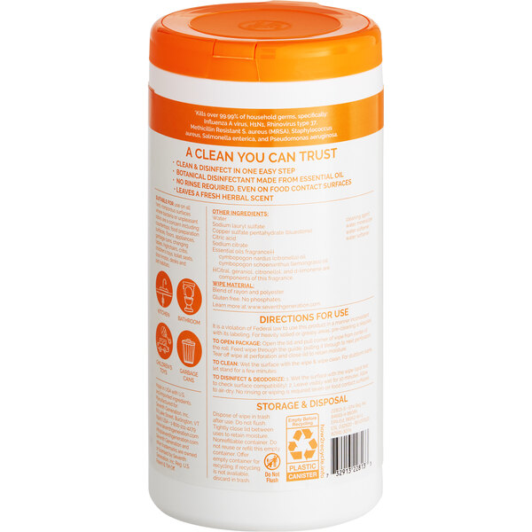 Seventh Generation 22813 70-Count Lemongrass Citrus Disinfecting Wipes ...