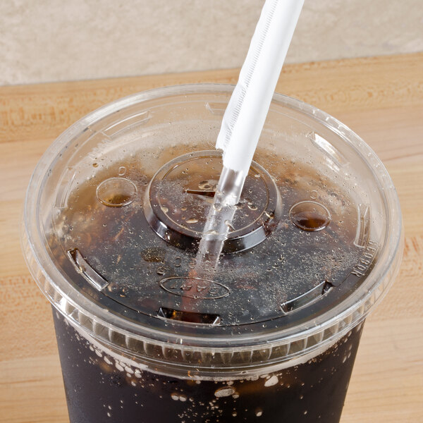 Dart L32CR 32 oz. Clear Flat Plastic Lid with Straw Slot - 1000/Case