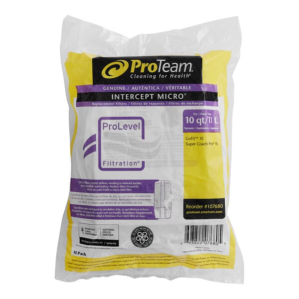 ProTeam 107680 10 Qt. Closed Collar Intercept Micro Filter Bag for ...