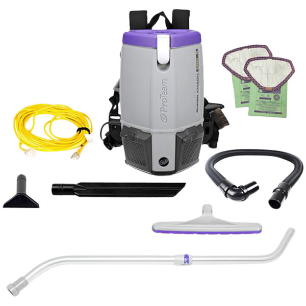 ProTeam 107504 Super Coach Pro 6 Qt. Backpack Vacuum with 107100 Xover ...
