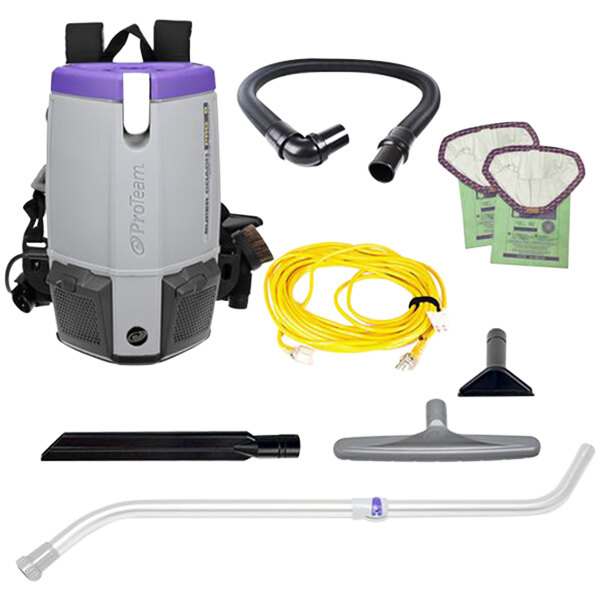 ProTeam 107307 Super Coach Pro 6 Qt. Backpack Vacuum with 107099 Xover ...