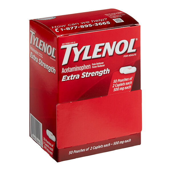Tylenol 40900 Extra Strength Acetaminophen Tablets - 100/Box